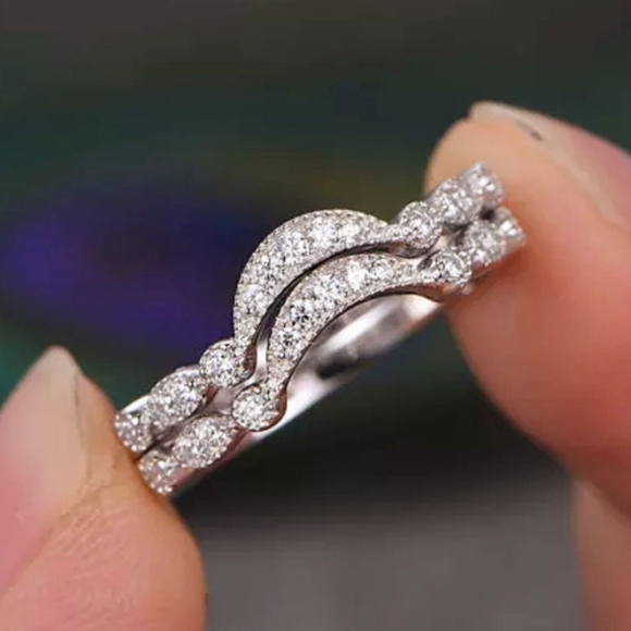 Luckys Lady | Jewelry | Crescent Moon Guard 925 Sterling Silver Pave ...